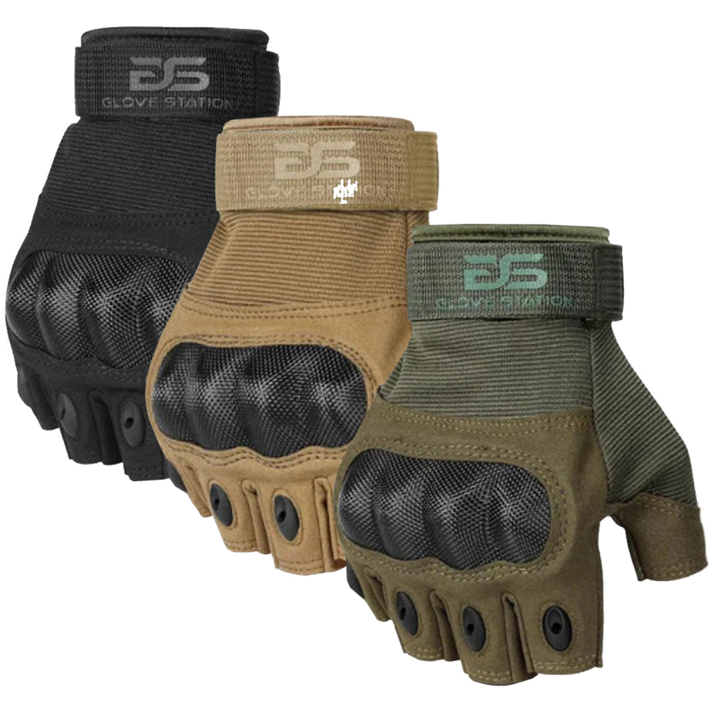 Glove Station Gloves - The Combat Hard Knuckle Fingerless – Hahn's ...