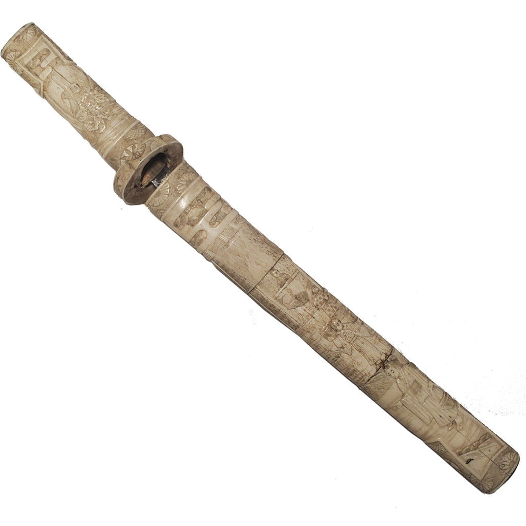 Vintage Japanese Tanto Knife w/Carved Bone Hilt & Scabbard – Hahn's ...