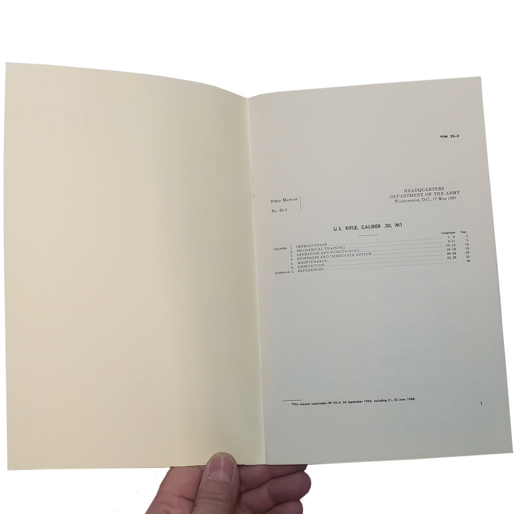Handbook - U.S. Rifle Cal. .30, M1 FM 23-5 - 1965 – Hahn's World of ...