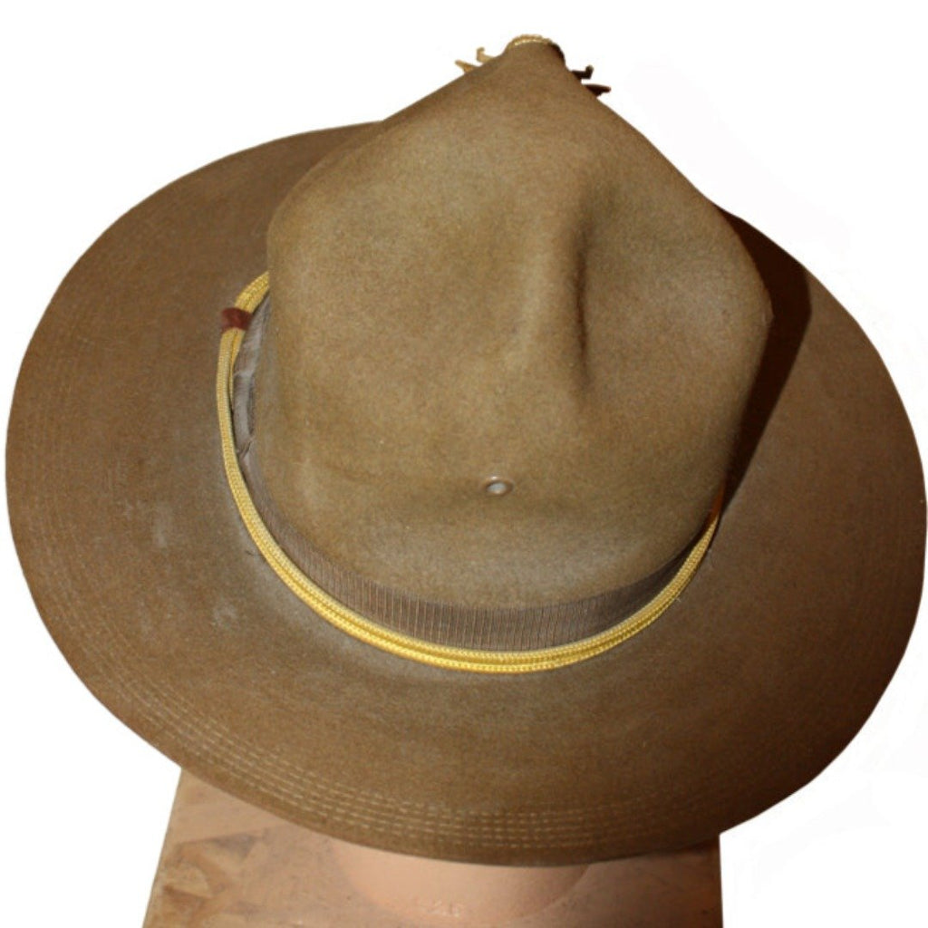 SALE WWII US Army Campaign Hat - Officer's Hat Cord & Officer Badge ...